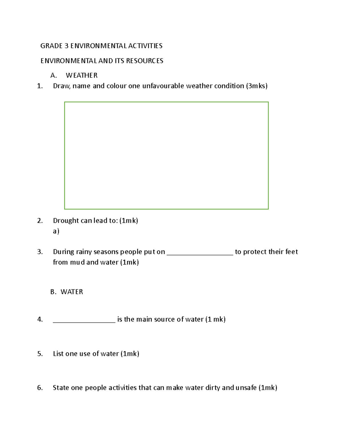 Grade 3 Environmental Activities: Understanding Weather, Water ...