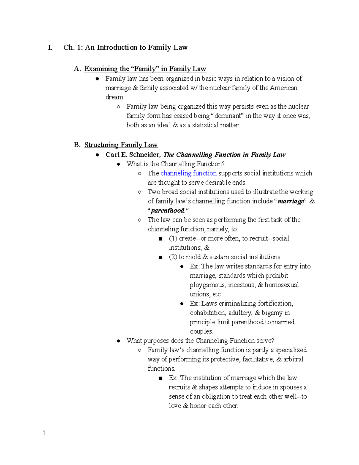Family Law case briefs - All the cases you need to brief. - I. Ch. 1 ...