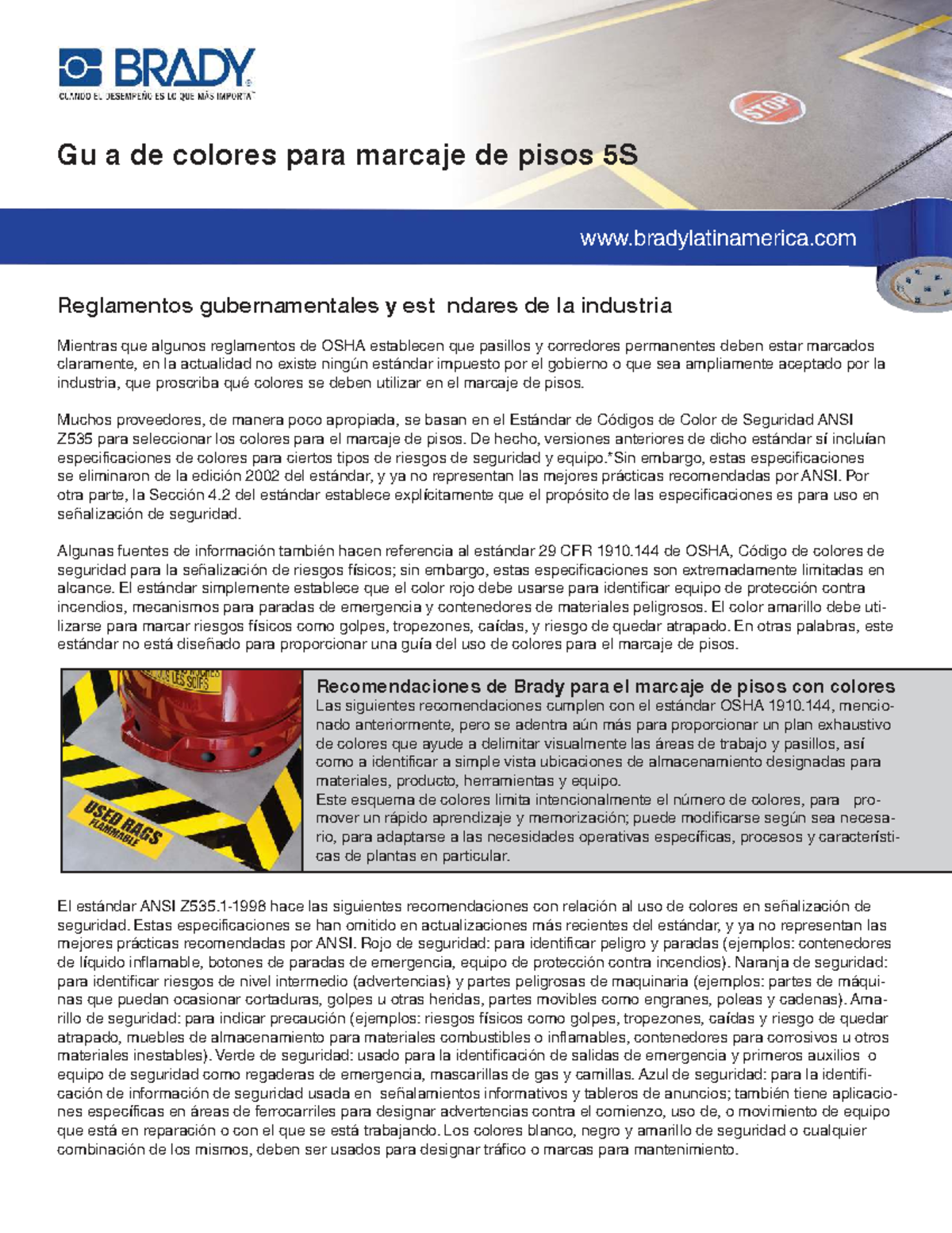 Guía de Marcaje de Pisos 5S: Colores y Estándares de Seguridad - Studocu