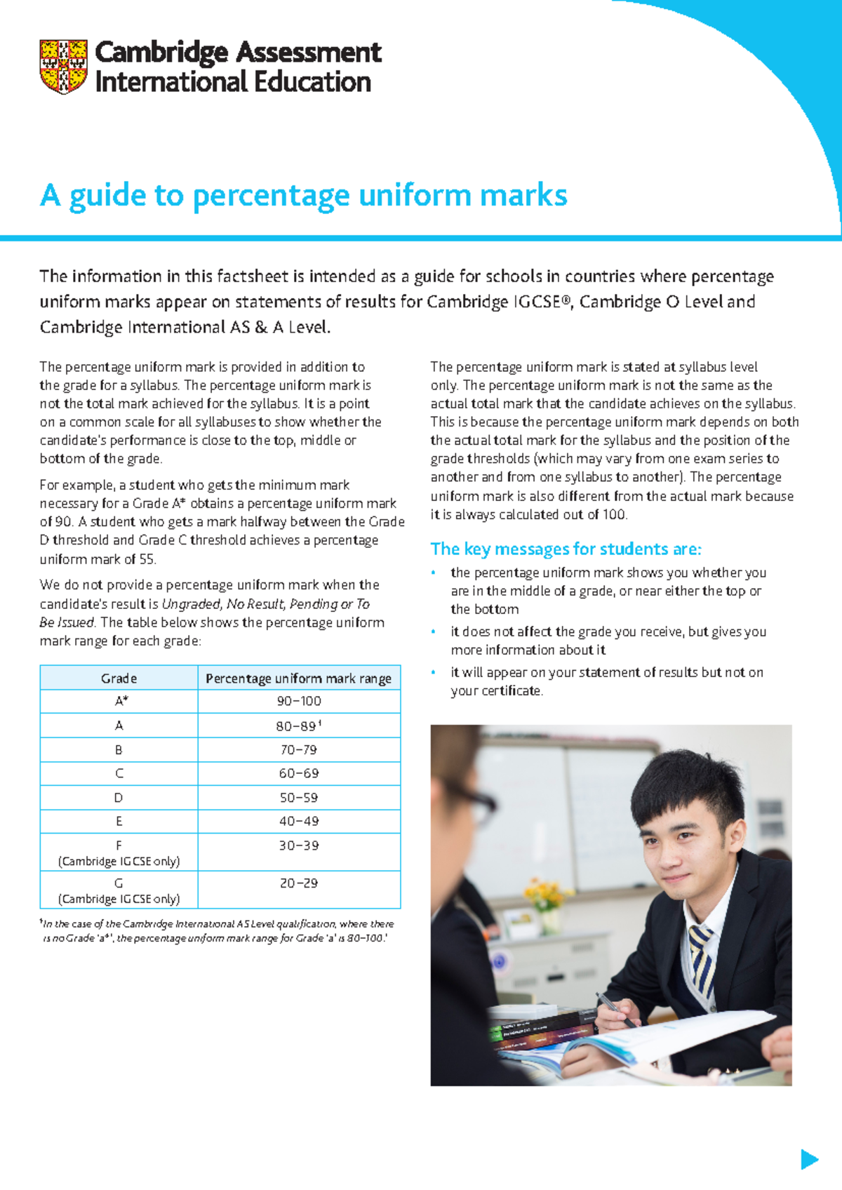 Cambridge Guide to Percentage Uniform Marks for IGCSE & A Levels - Studocu