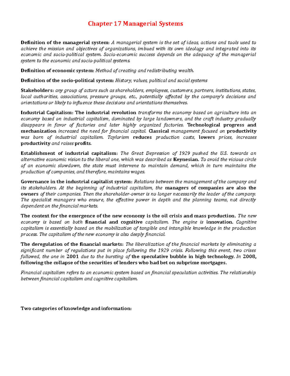 Chapter 17 Managerial Systems - Chapter 17 Managerial Systems ...