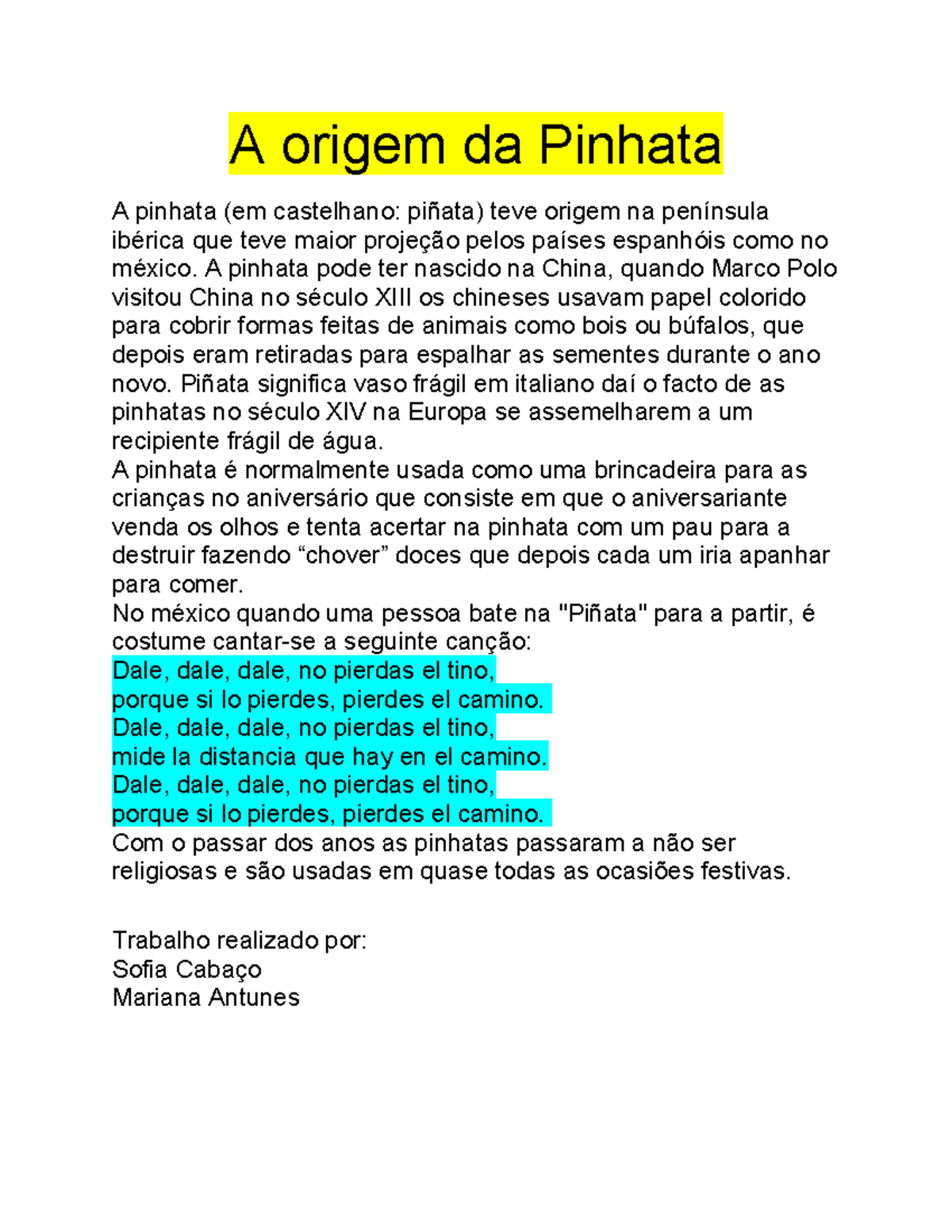 A Origem da Pinhata: História e Tradições Festivas - Studocu