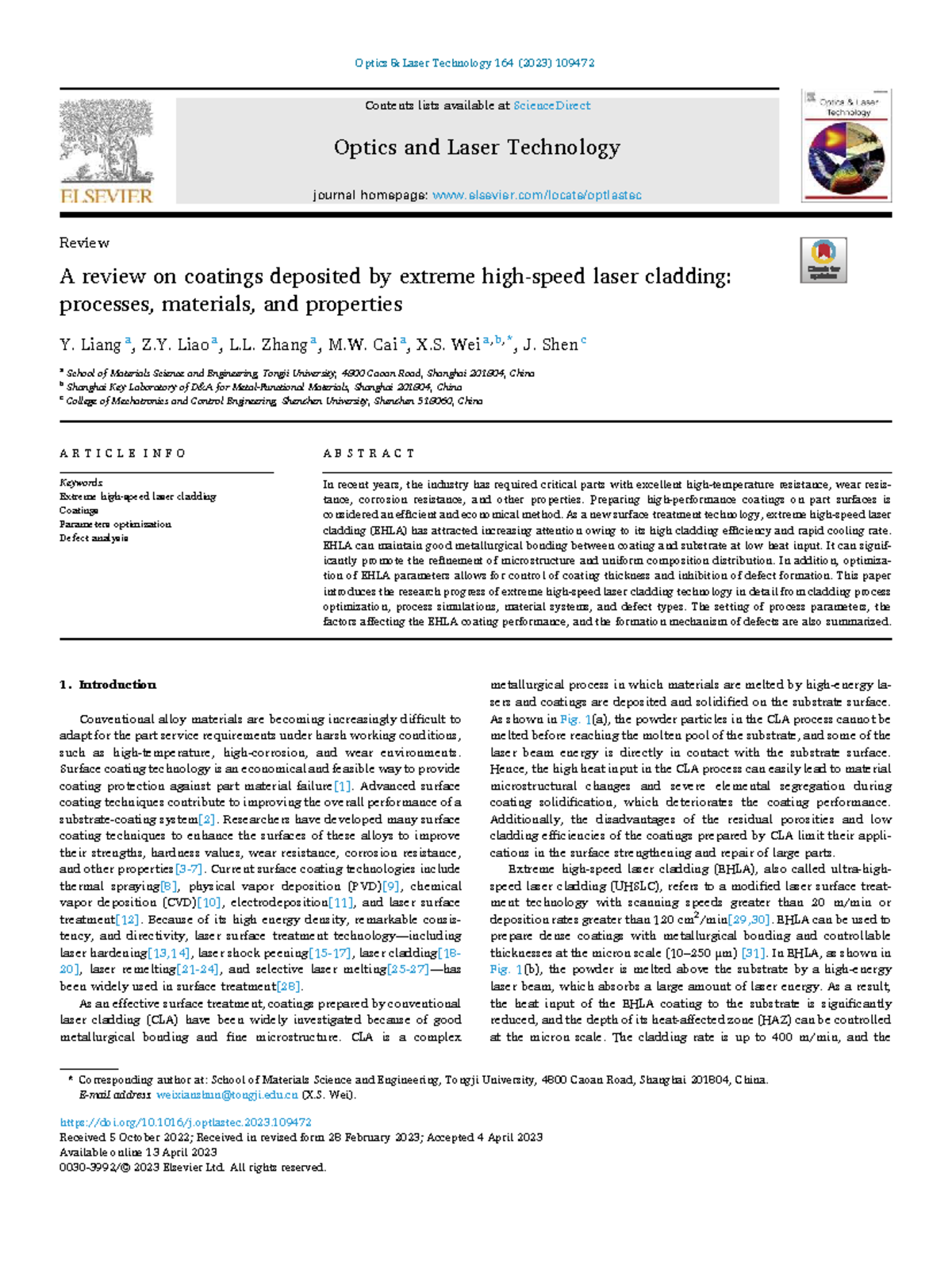 A Review on Coatings from Extreme High-Speed Laser Cladding (EHLA ...