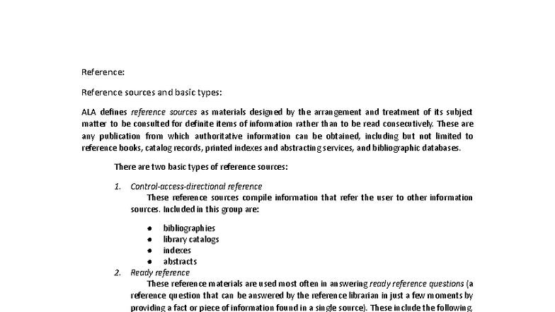 Reference Sources and Types: A Comprehensive Overview - Studocu