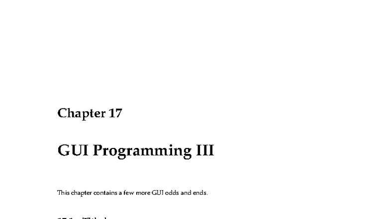 Chapter 17: GUI Programming in Python (CS101) - Studocu