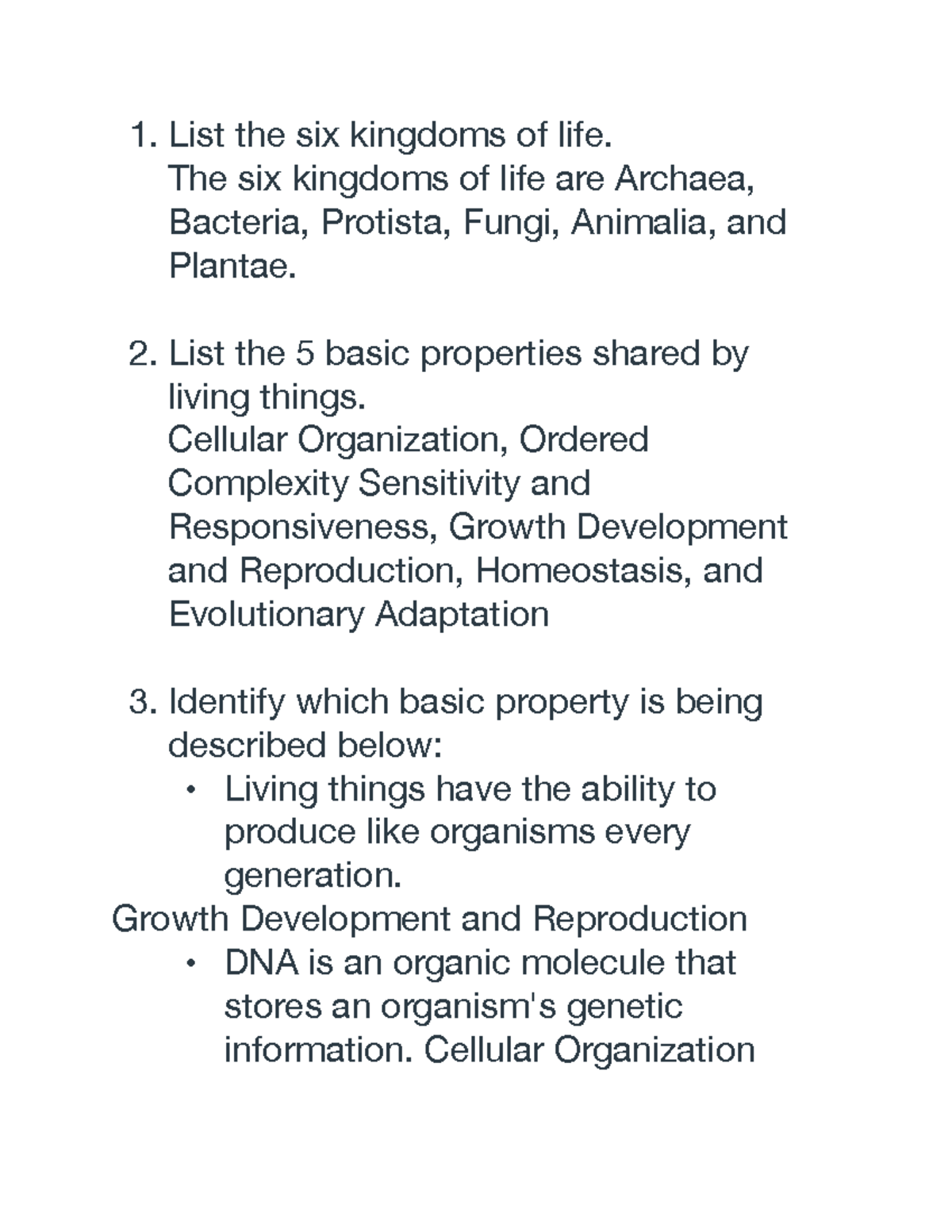 Chapter 1 Study Questions: Exploring the Six Kingdoms of Life - Studocu
