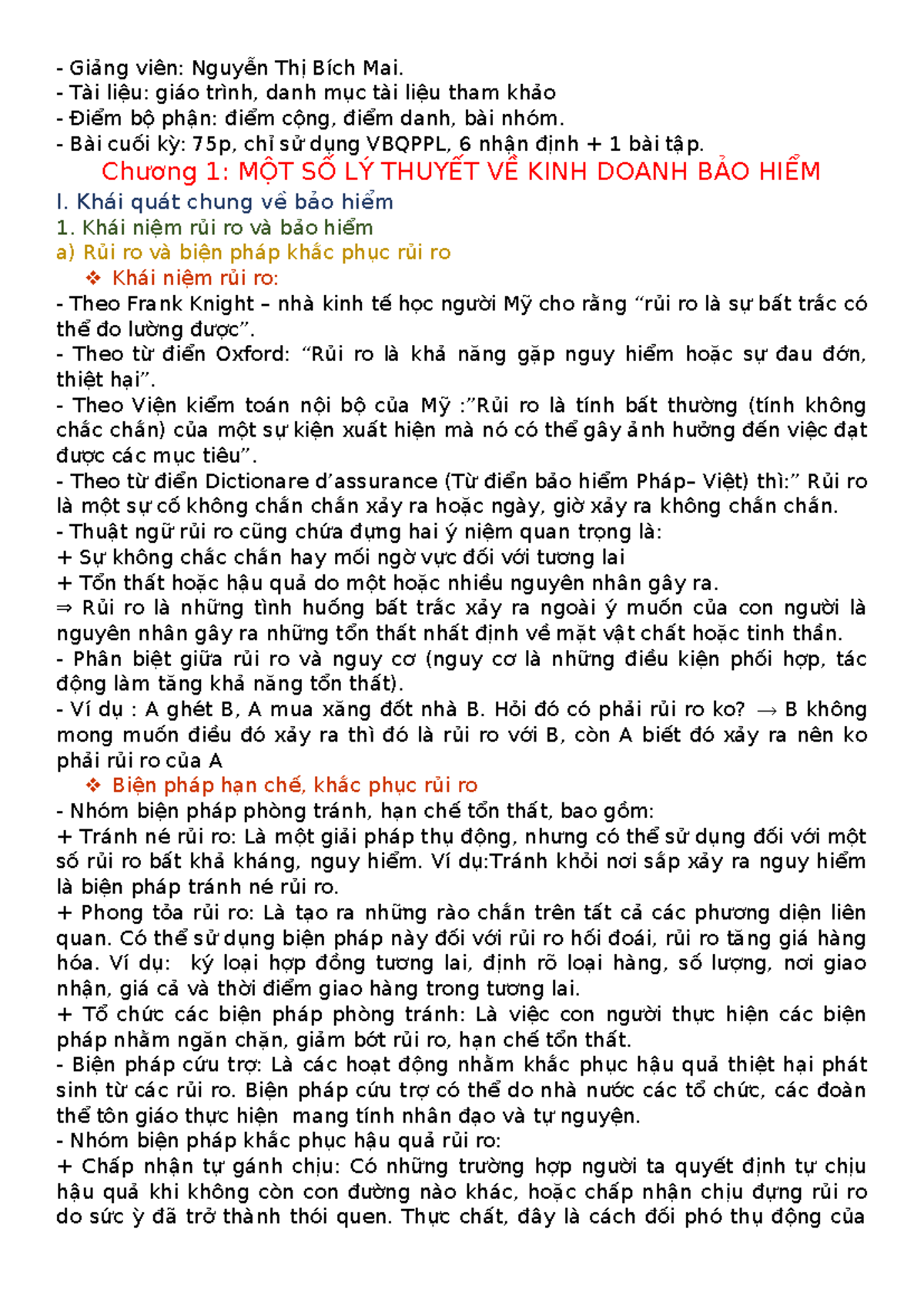 Ôn thi KDBH: Lý thuyết và Khái niệm trong Kinh doanh Bảo hiểm - Studocu