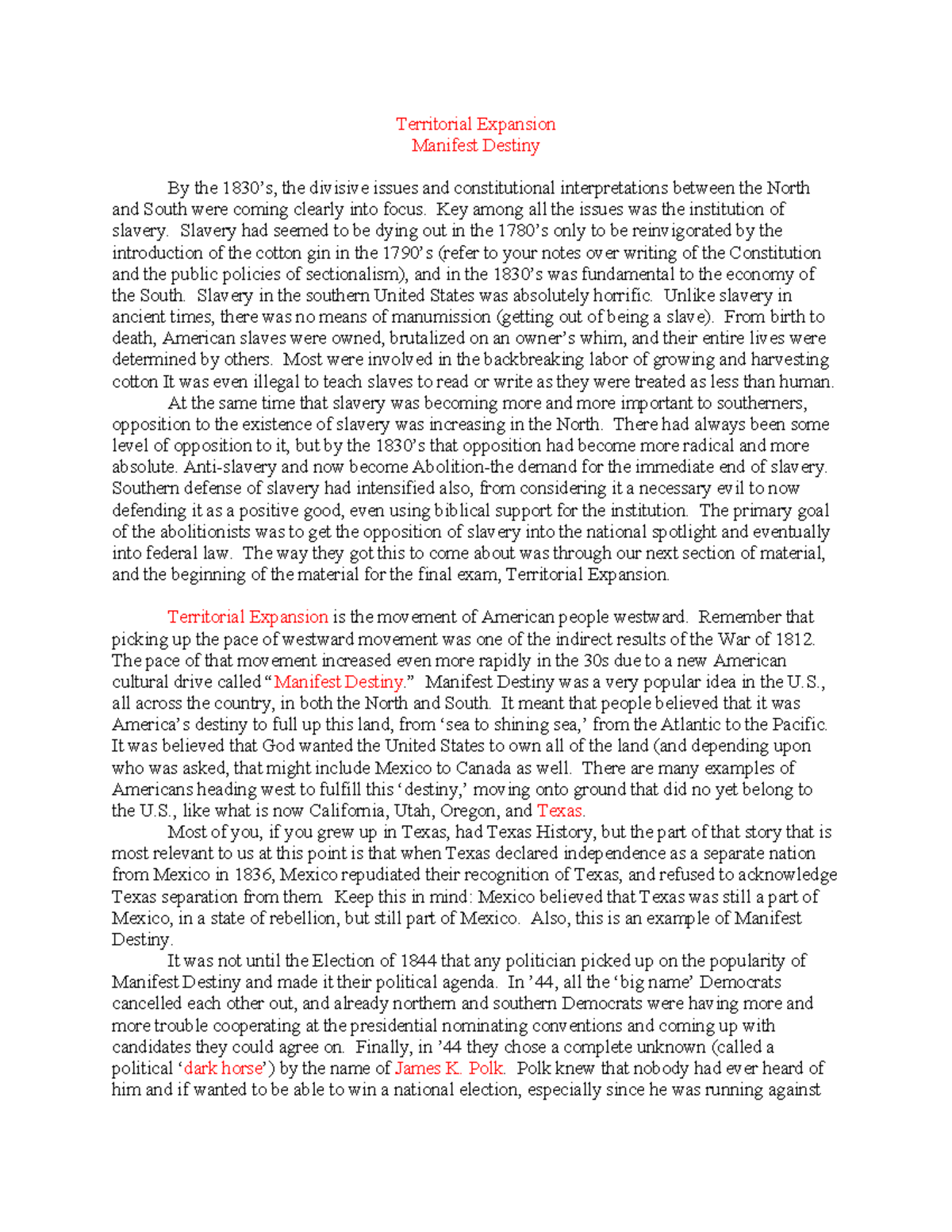 US History: Territorial Expansion and Manifest Destiny Overview ...