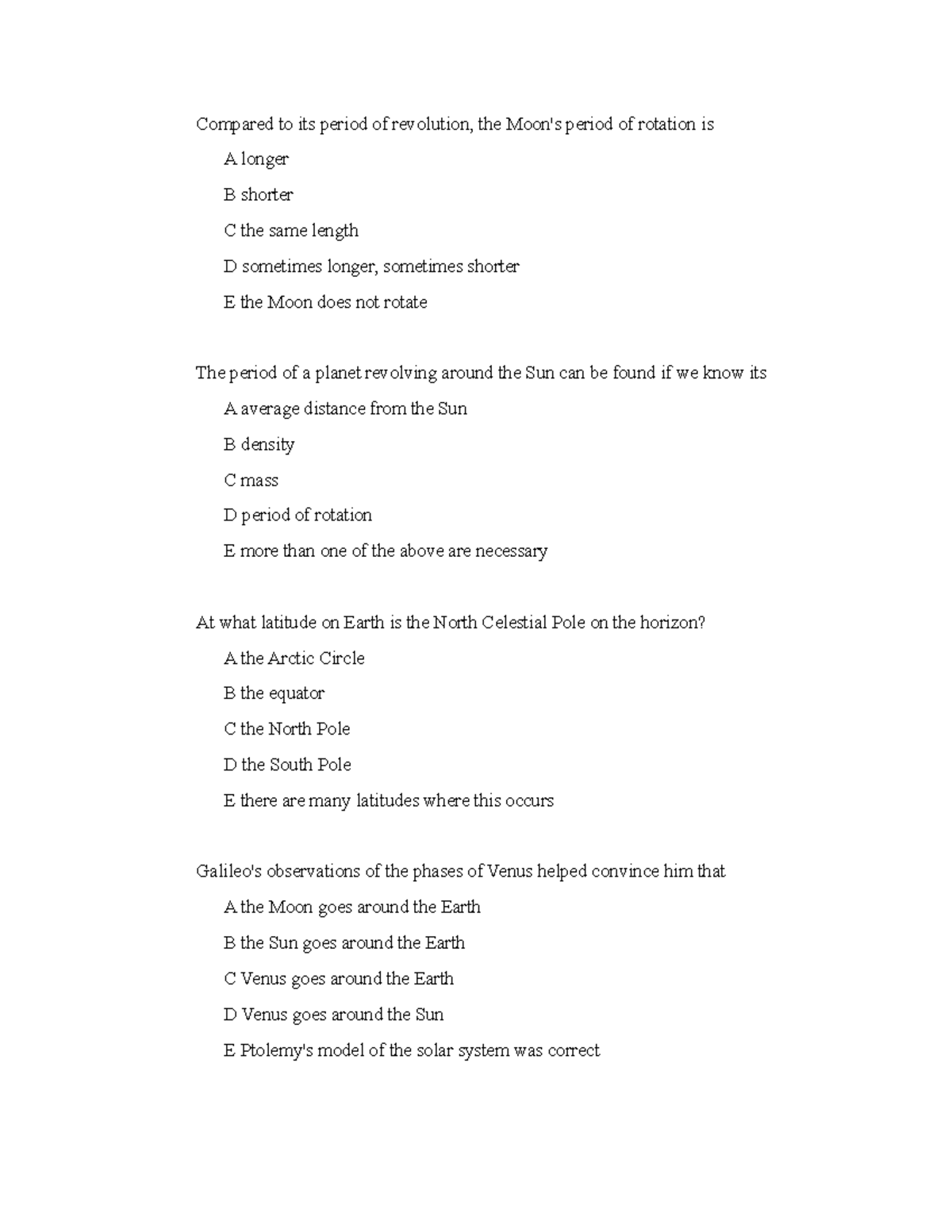 ASTR 101 Final Review Questions: Planetary Science & Astronomy - Studocu