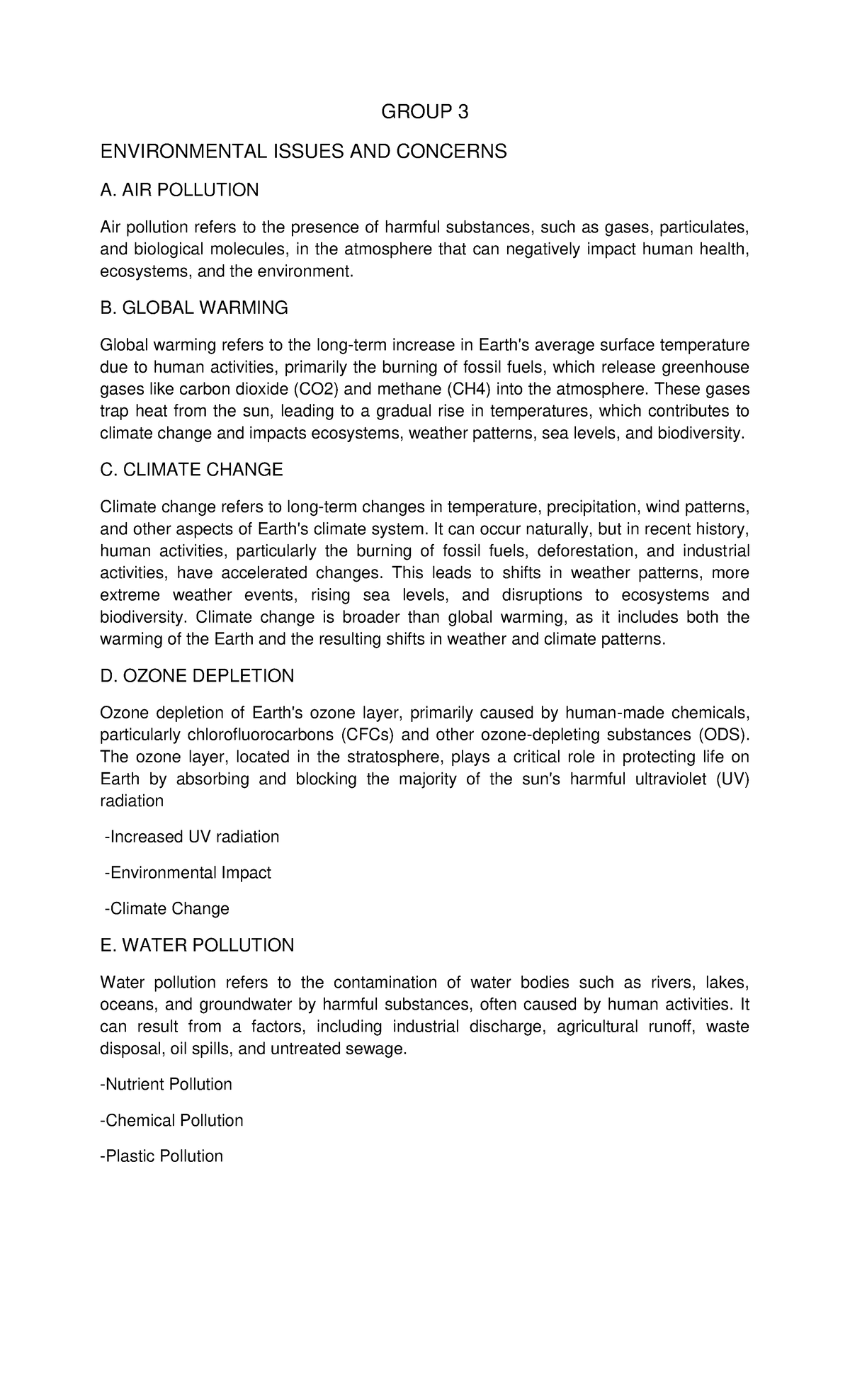 GROUP 3 ENVIRONMENTAL ISSUES: AIR POLLUTION, CLIMATE CHANGE & MORE ...