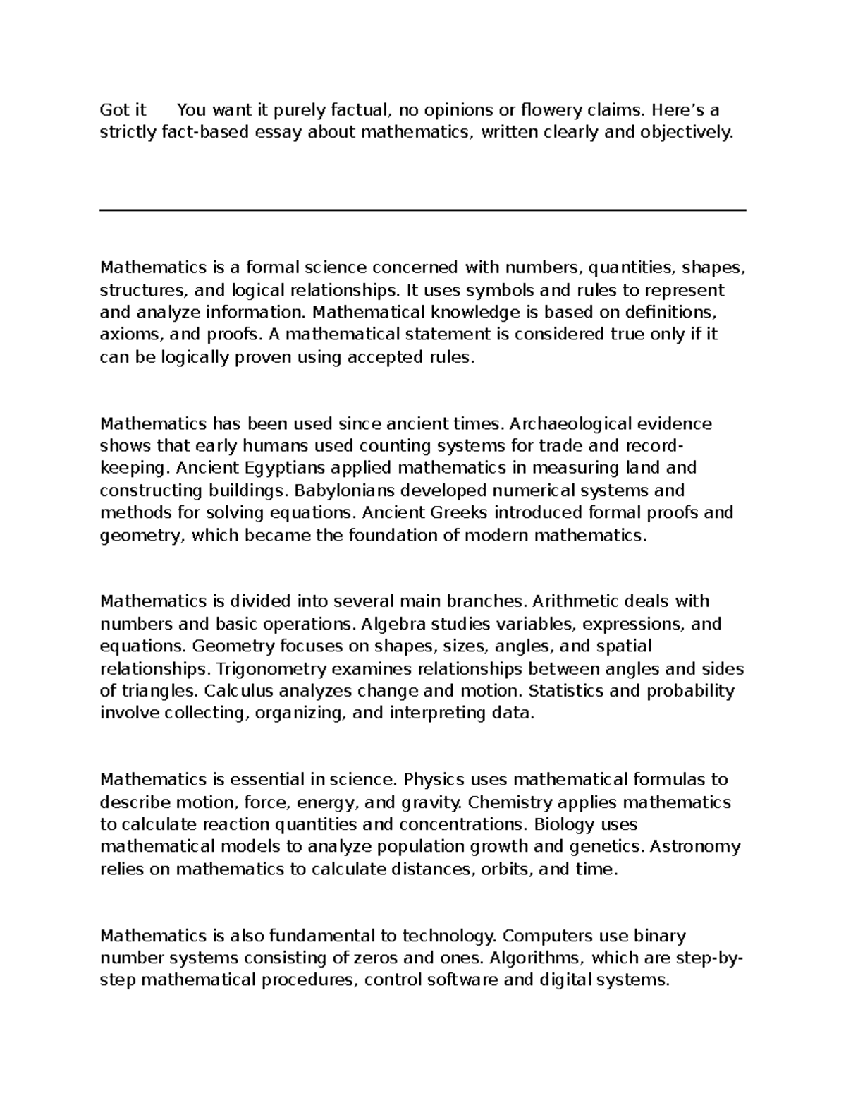 Mathematics SSS - Objective Essay on Formal Science - Studocu