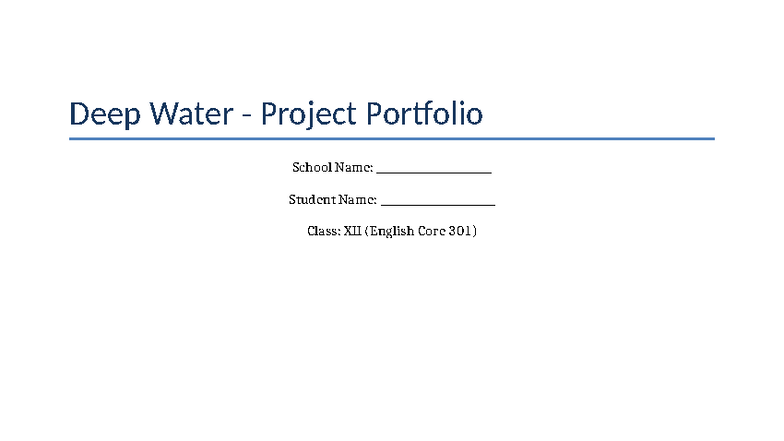 Deep Water Project: Overcoming Fear in William Douglas' Story (XII ...