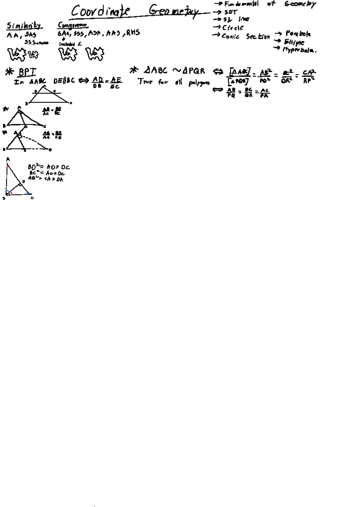 Coordinate geometry - line Similarity Congruence Circle AA, SAS SAS ...