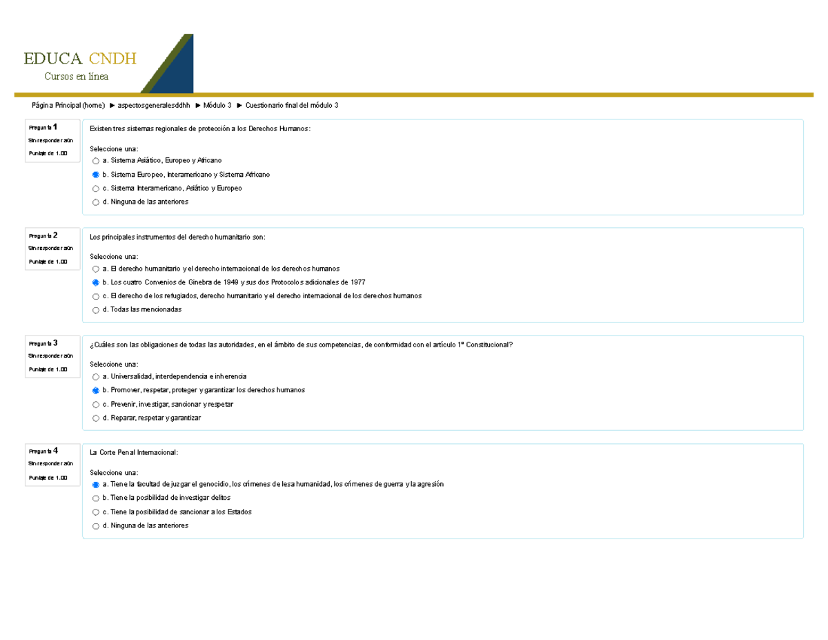 Cuestionario Final Módulo 3: Derechos Humanos - EDUCA CNDH - Studocu