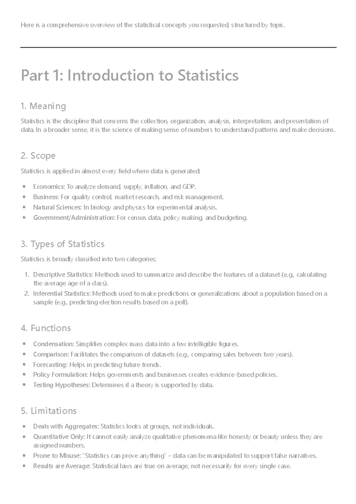 Business Statistics and Analytics: Comprehensive Overview (Unit 1 ...