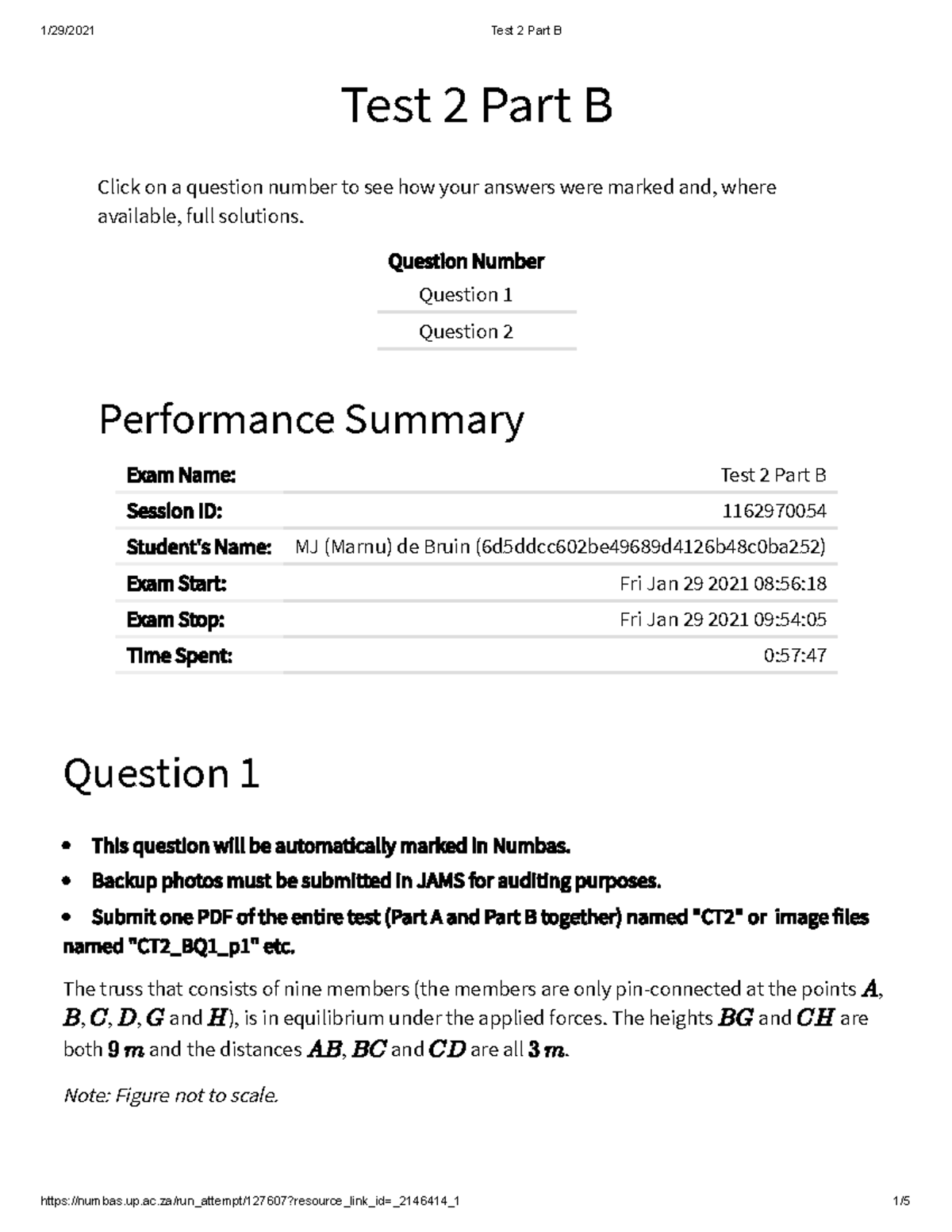 Test 2 Part B - Summer School Exam Solutions and Performance Summary ...
