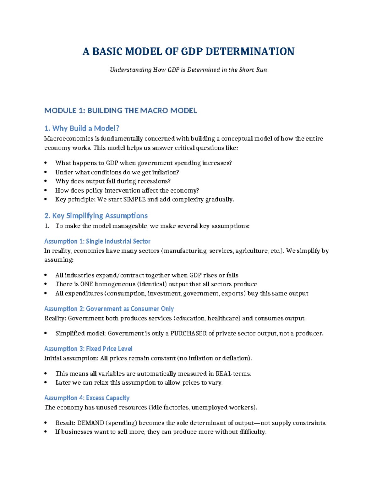 GDP Determination Study Notes: Understanding Short-Run Dynamics - Studocu