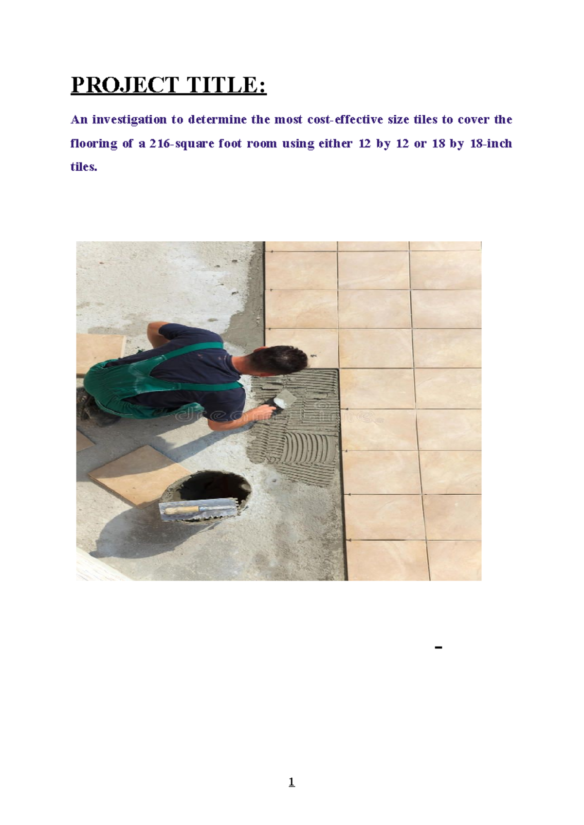 Maths SBA: Tile Size Comparison for 216 Sq Ft Kitchen Floor - Studocu