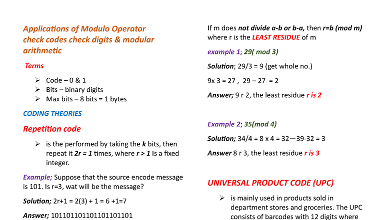 Mathematics Review: Applications of Modulo Operator & Voting Methods ...