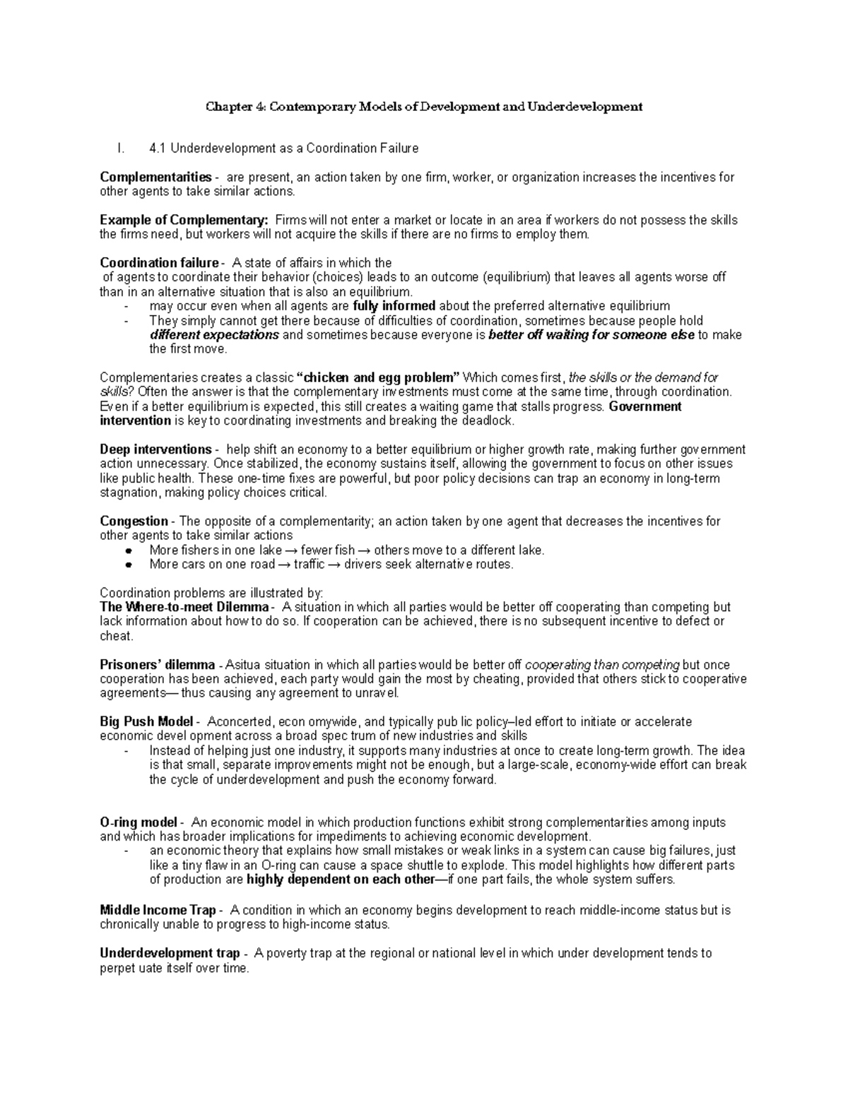 ECON: Chapter 4 (Notes) - Chapter 4: Contemporary Models of Development ...