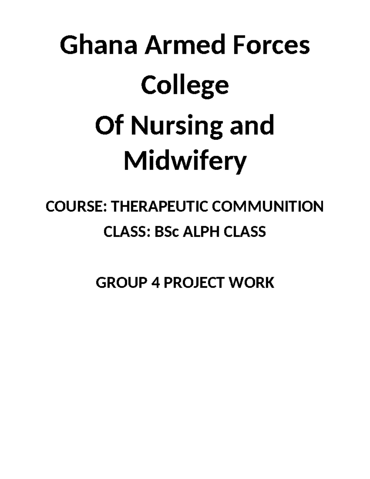 BSc Therapeutic Communication Group 4 Project Presentation Skills - Studocu