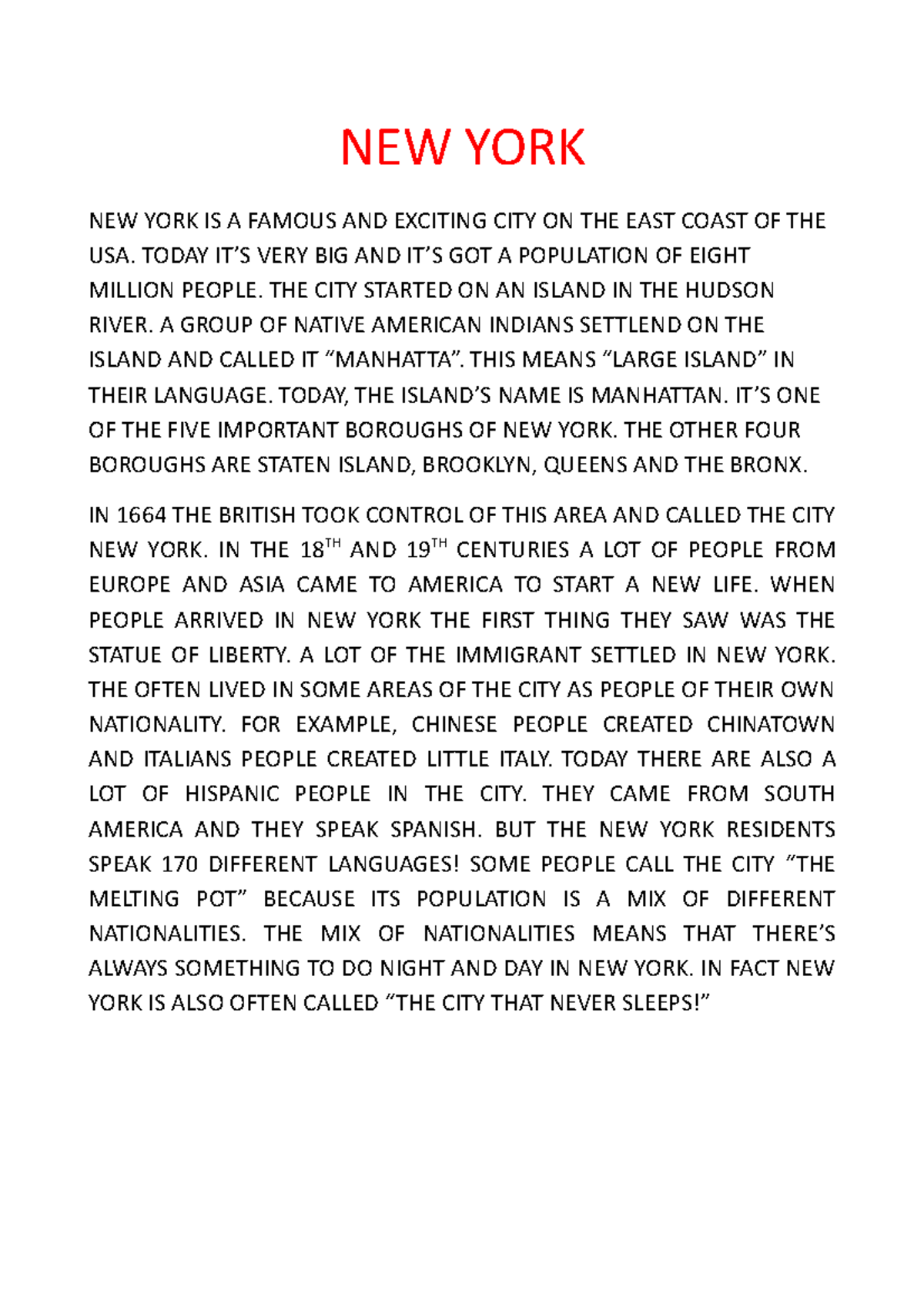 NYC Overview: History, Culture & Diversity in the Big Apple - Studocu