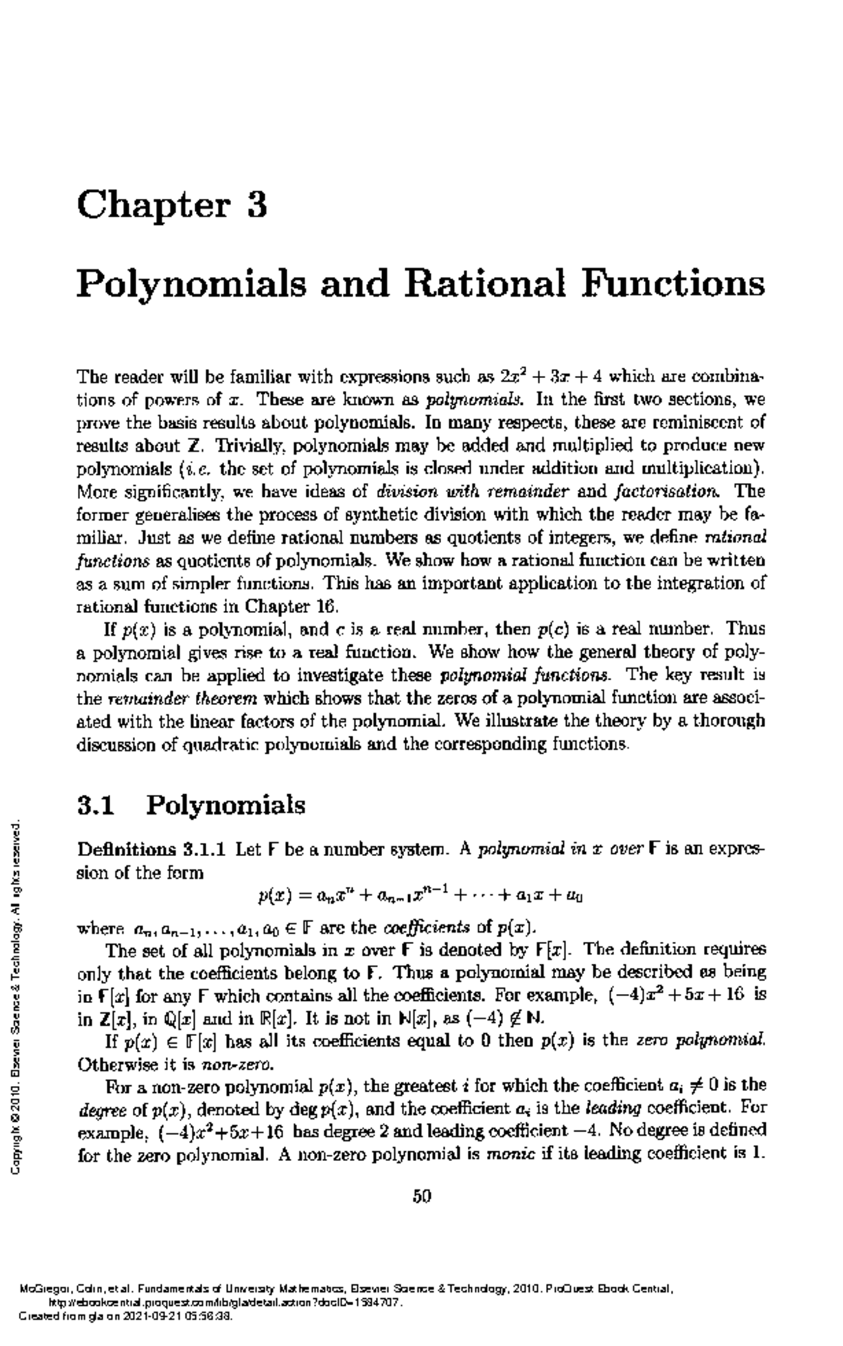 Fundamentals of University Mathematics - (Chapter 3 Polynomials and ...