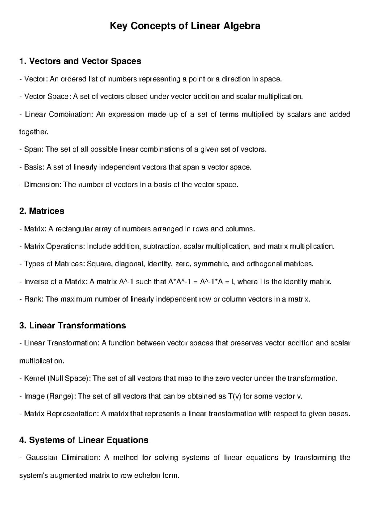 Linear Algebra Concepts Overview: Vectors, Matrices, & Transformations ...