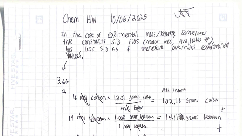 Chem HW 10/06/2025: Dimensional Analysis and Molar Mass Calculations ...