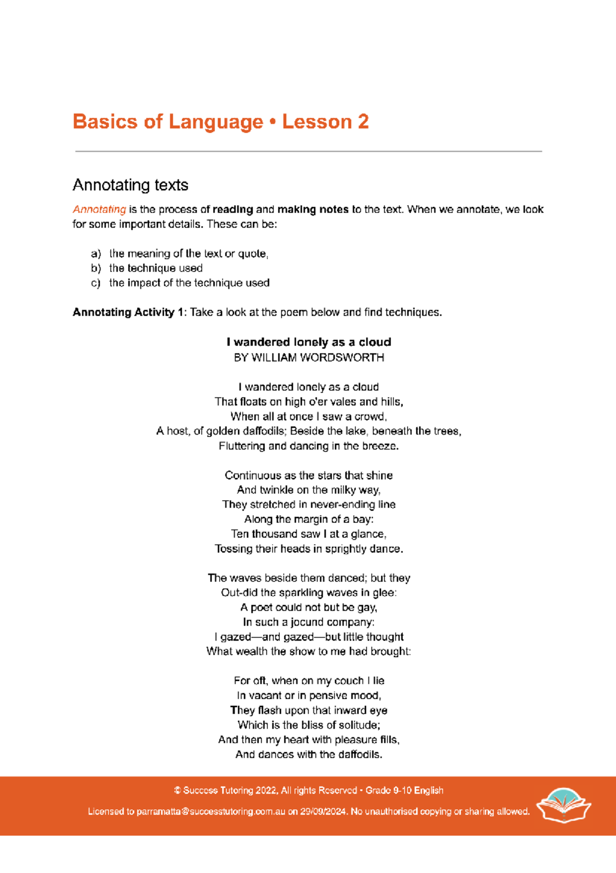 Basics of Language: Lesson 2 - Annotating Texts and Techniques - Studocu