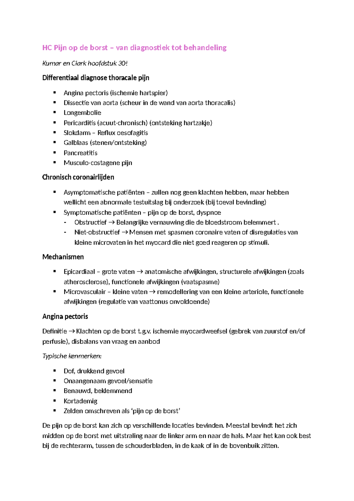 HC Pijn op de borst: Diagnostiek en Behandeling - Hoofdstuk 30 ...