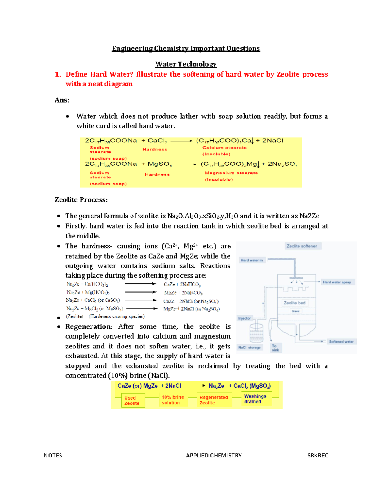 Important Questions and Answers - Engineering Chemistry Important ...
