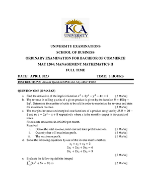 PPM 9 - Past papers - UNIVERSITY EXAMINATION:2021/ ORDINARY EXAMINATION ...