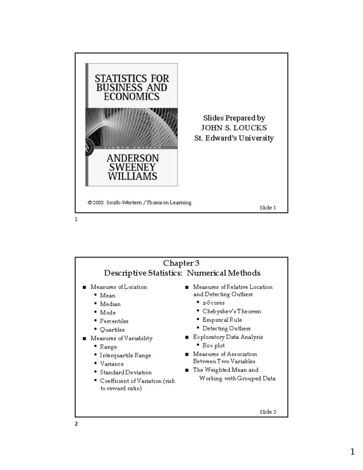 Chapter 3 - Numberical summary - ####### SlideSlide 11 Slides Prepared ...