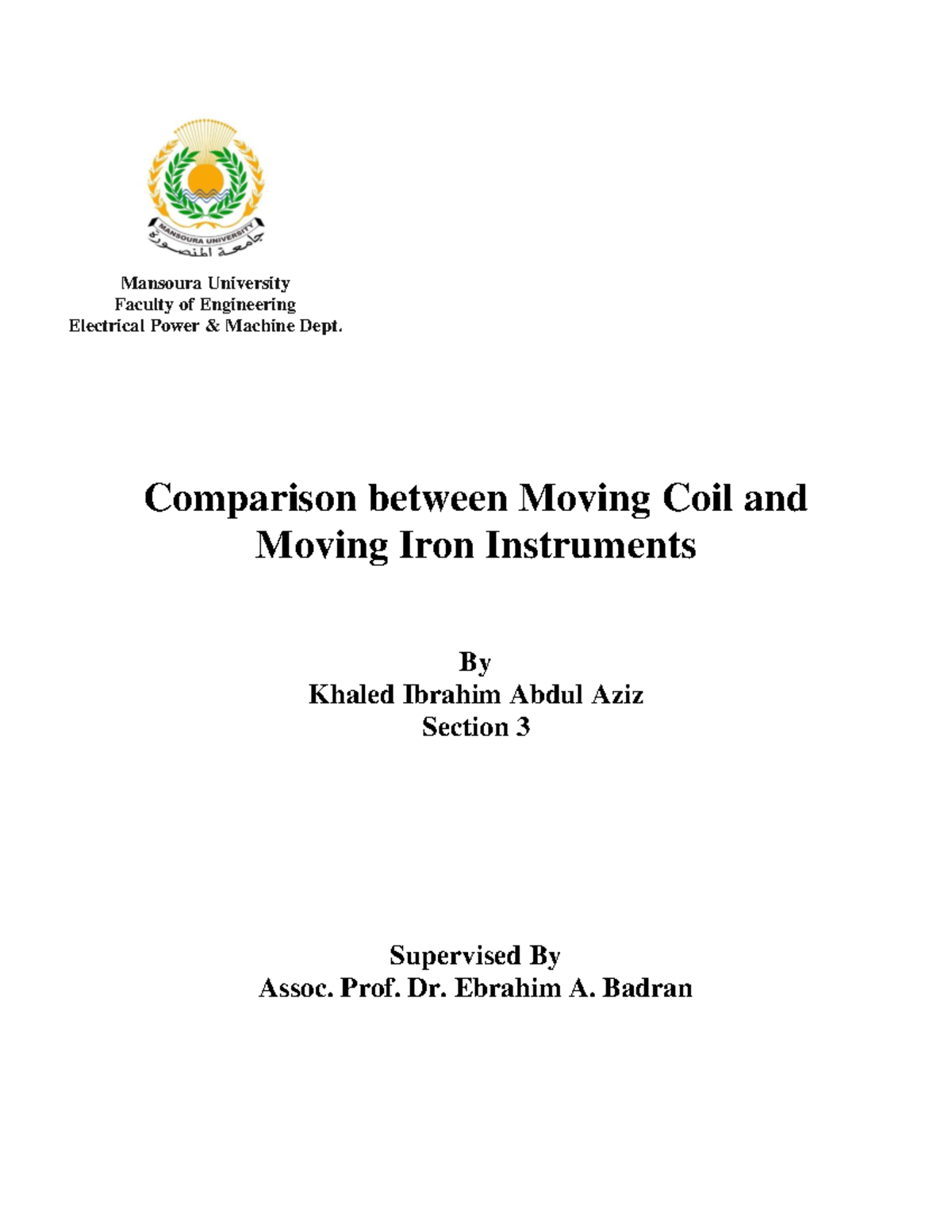 Comparison of Moving Coil and Moving Iron Instruments for Engineering ...