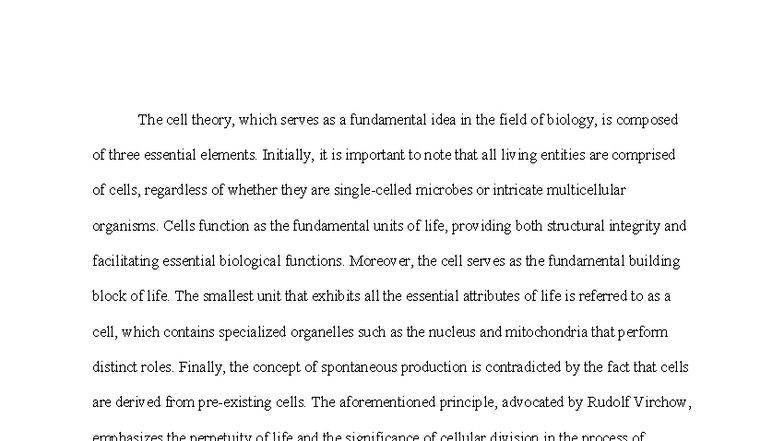 Cell Theory Overview: Key Concepts and Historical Insights - Studocu