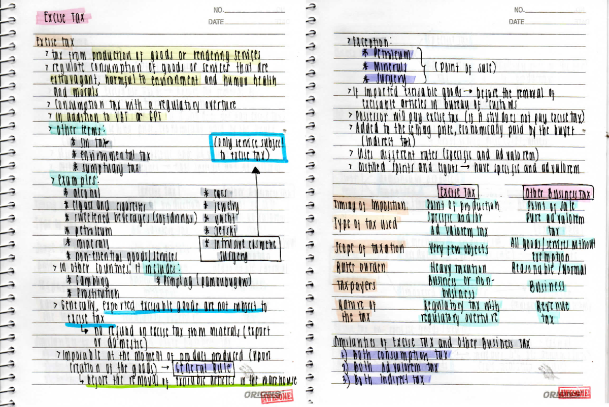 Tax 1 7 - Excise Tax - NO. Excise tax DATE Excise tax Execution: 7 tax ...