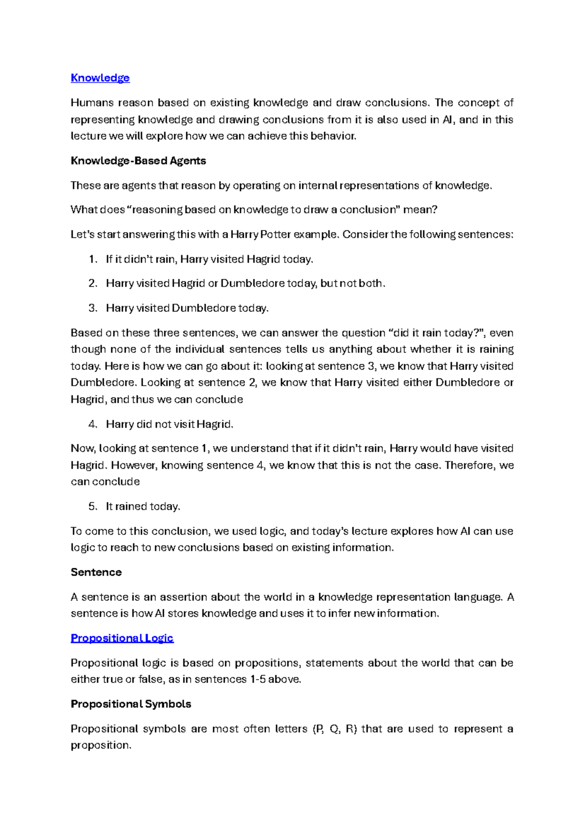AI - Knowledge Representation and Reasoning Lecture Notes - Studocu
