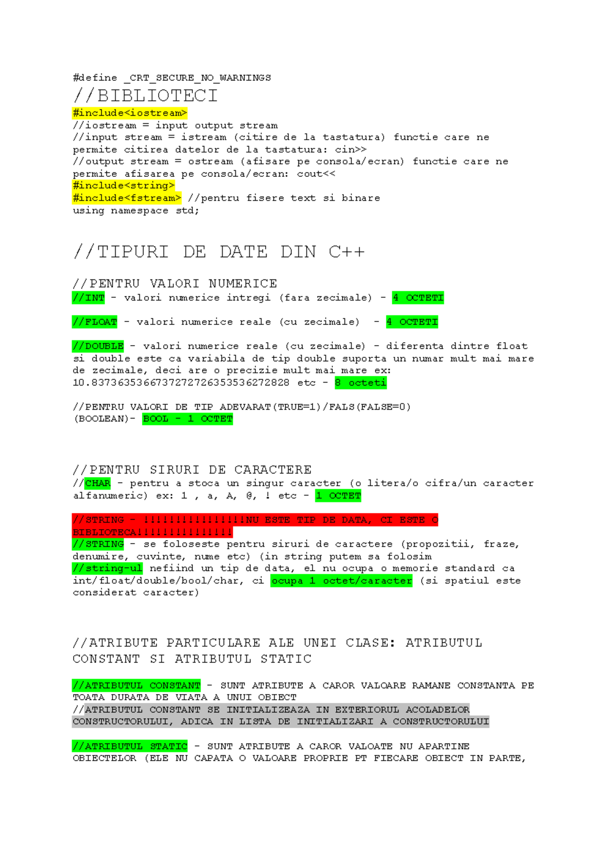 Teorie pentru examen POO - #define _CRT_SECURE_NO_WARNINGS //BIBLIOTECI #include - Studocu