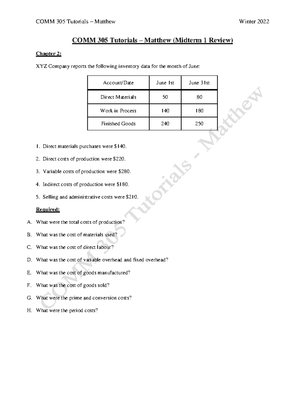 COMM 305 Tutorials - Matthew (Midterm 1 Review) - COMM 305 Tutorials ...
