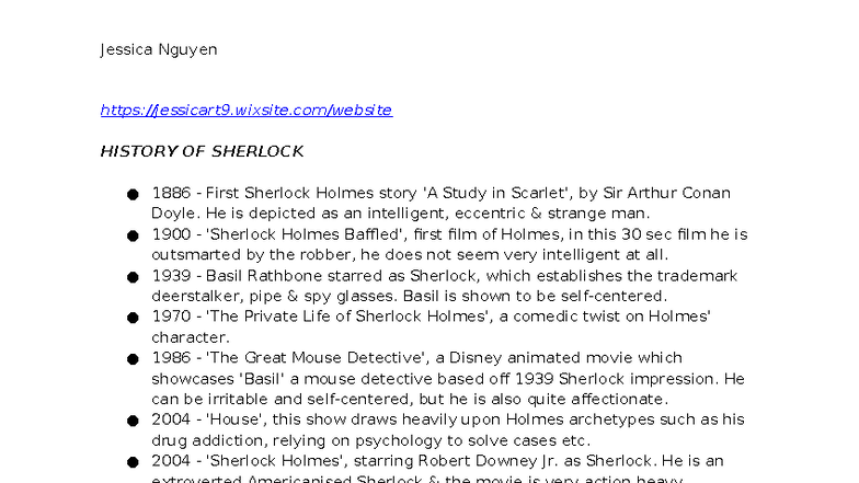 ENG 101 Essay Notes: The Evolution of Sherlock Holmes - Studocu