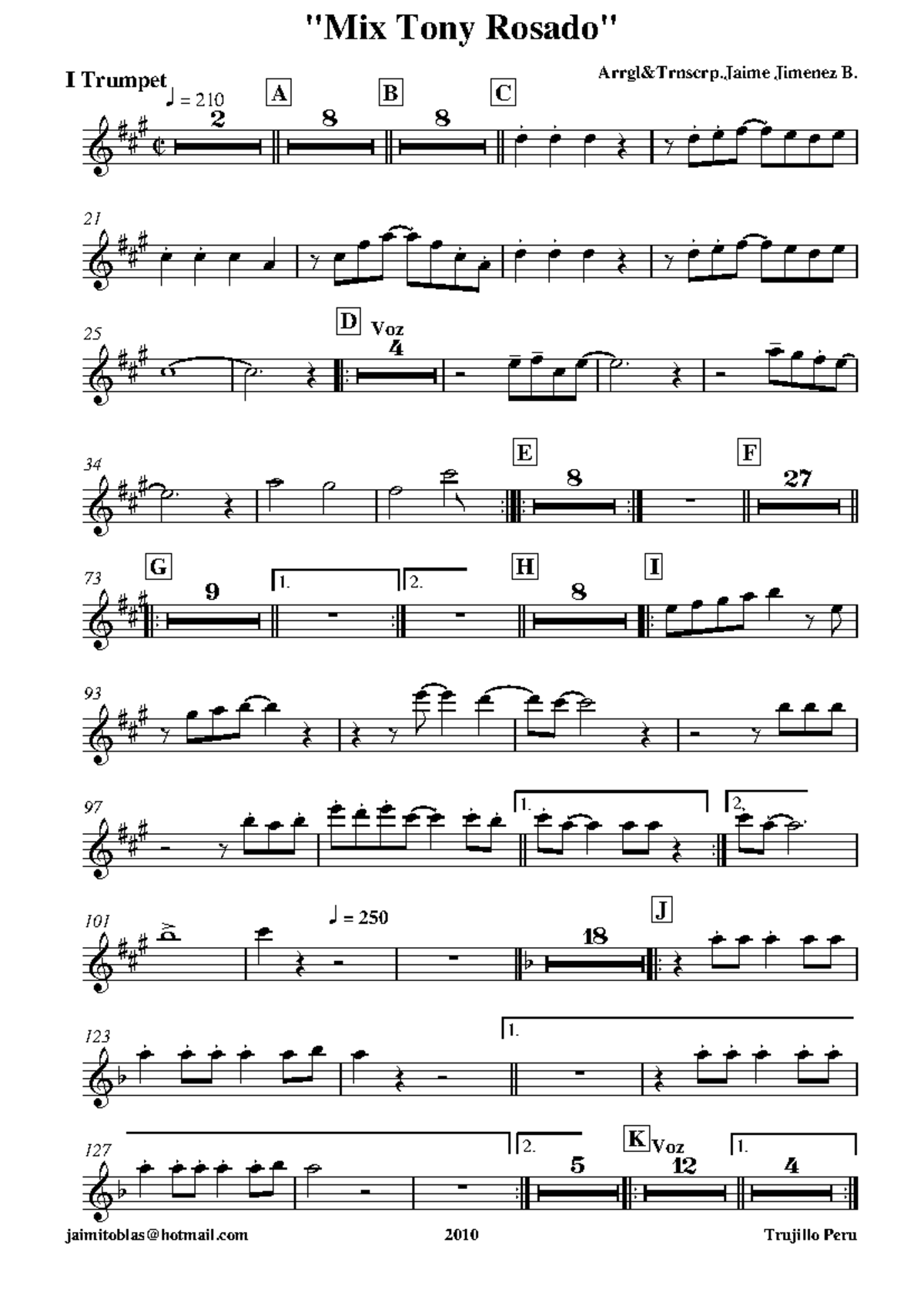 "Cuimbia Mix: Tony Rosado Arrangements for I & II Trumpet" - Studocu