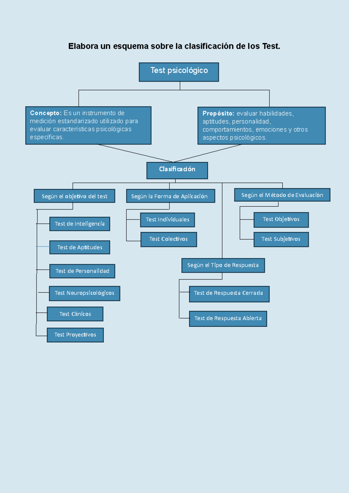 Elabora un esquema sobre la clasificación de los Test - Test ...