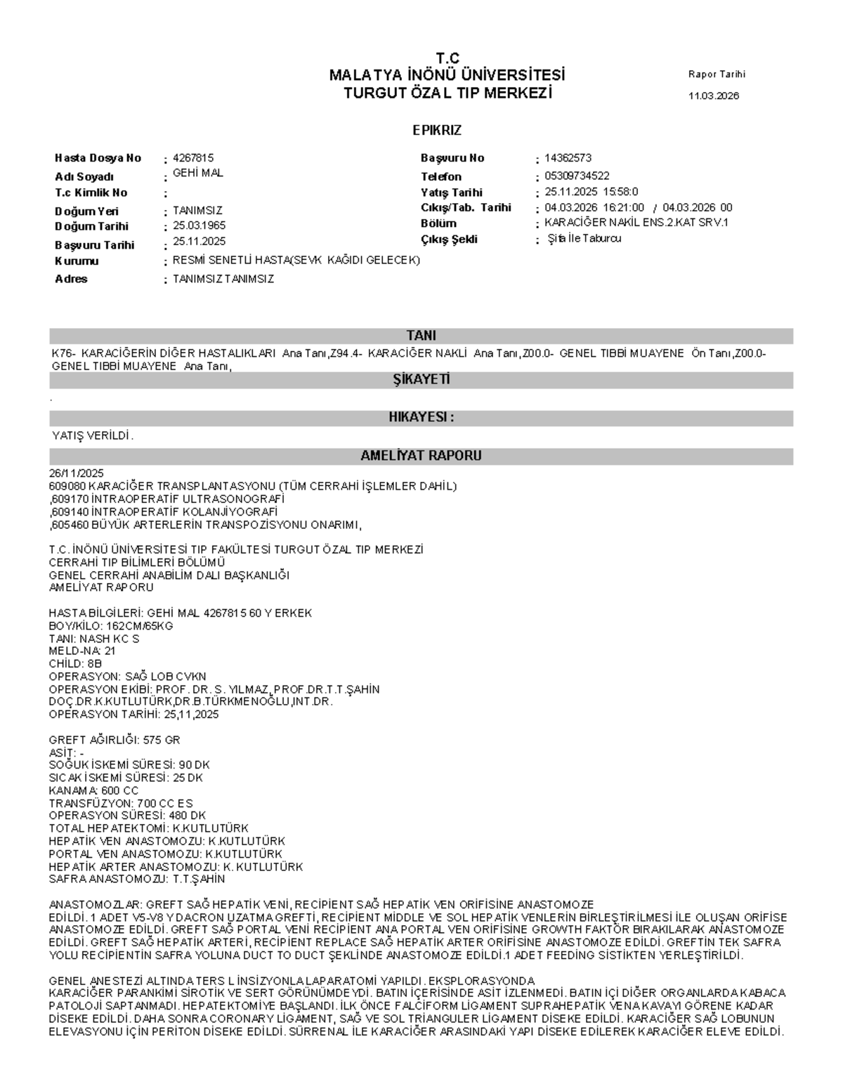 Gehimal Innoue Discharge Summary - T.C. Malatya İnönü Üniversitesi ...