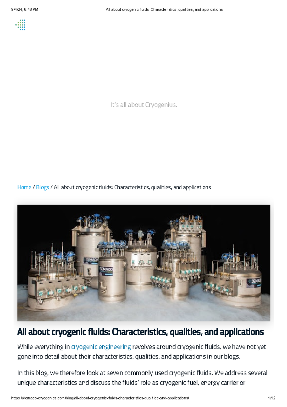 All about cryogenic fluids Characteristics, qualities, and applications ...