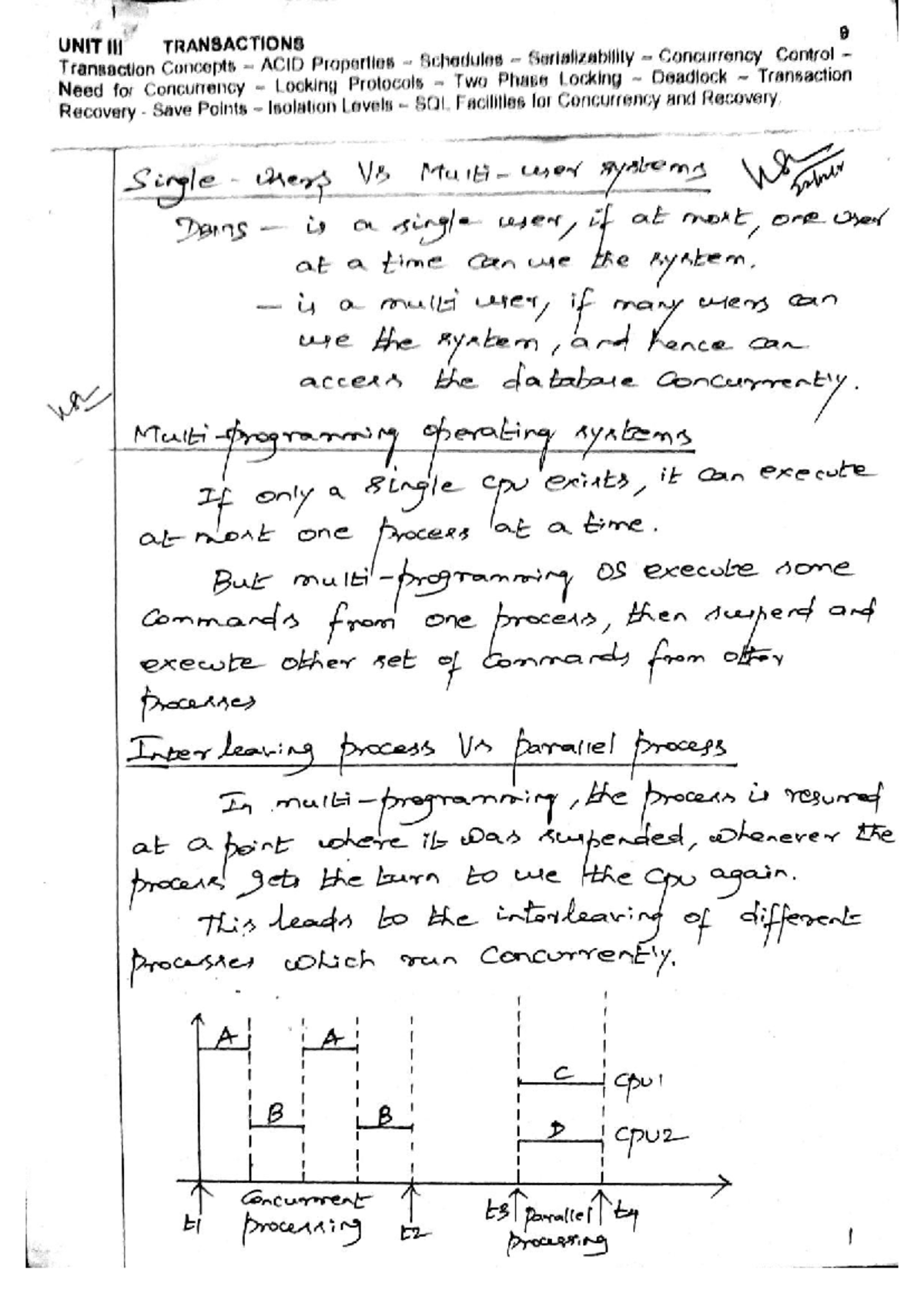 DBMS-UNIT-3 - Transaction Concepts and Concurrency Control Notes - Studocu