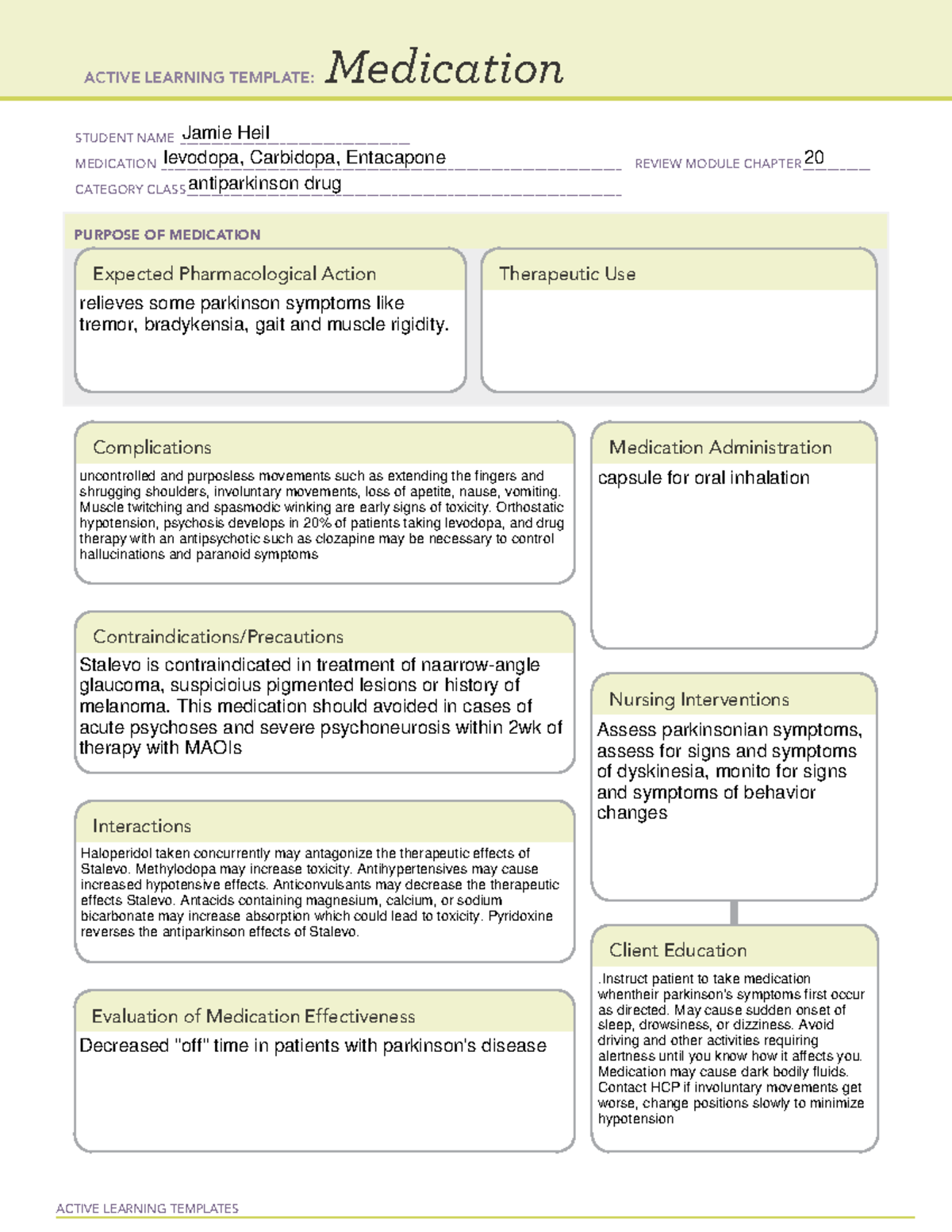 Levodopa - medication card - ACTIVE LEARNING TEMPLATES Medication ...