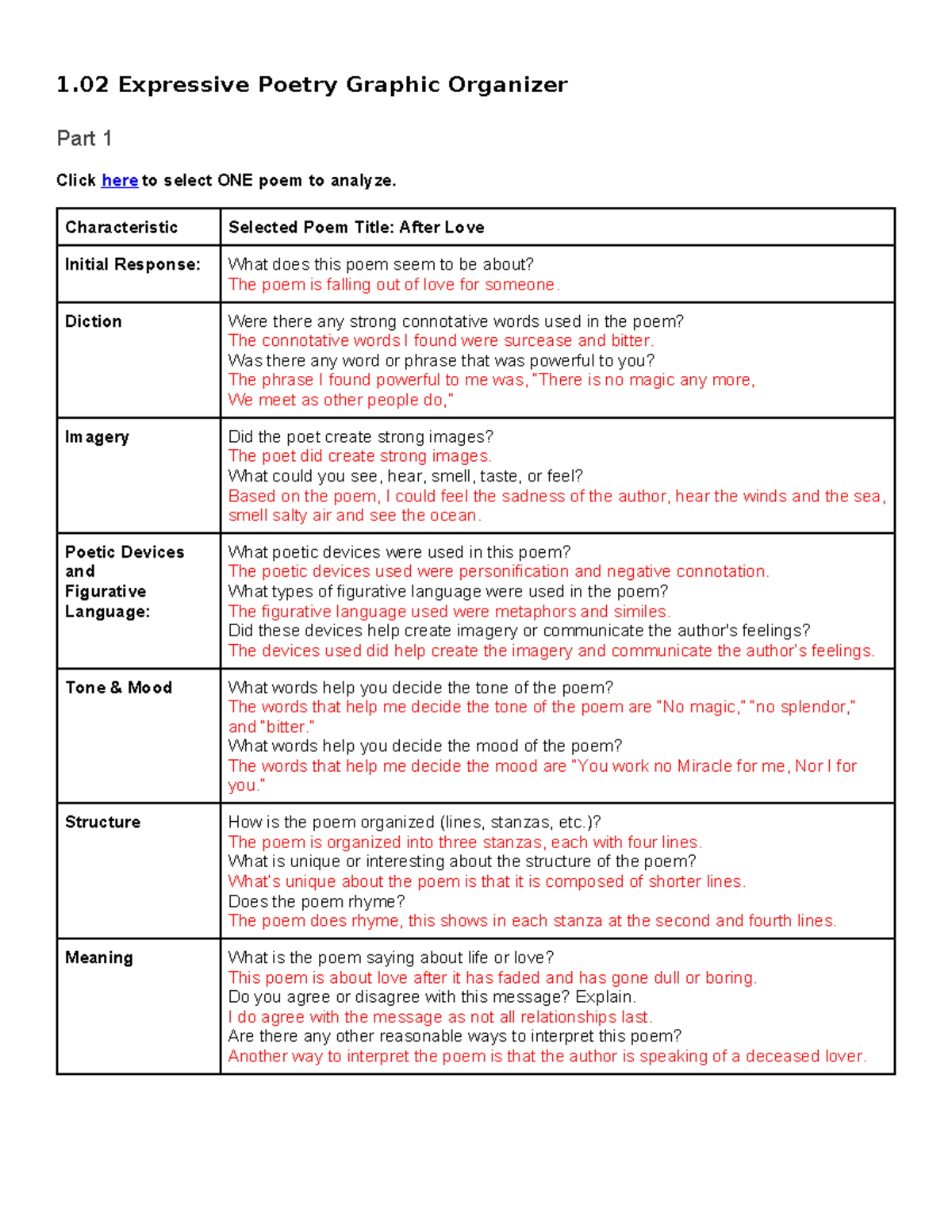 1.02 Expressive Poetry Graphic Organizer - 1 Expressive Poetry Graphic ...