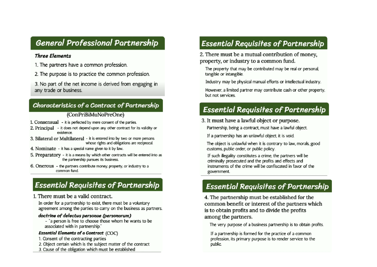 Partnership Law - Essential Provisions and Partner Liabilities Overview ...