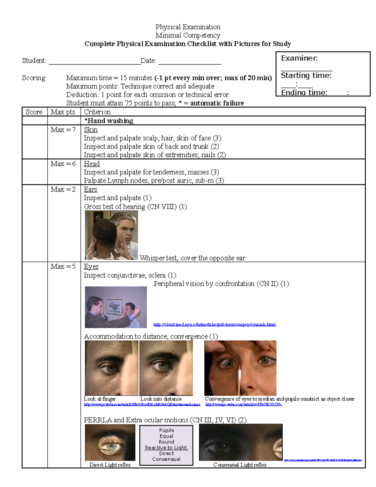 Head to toe with Pictures-1-1 - Physical Examination Minimal Competency ...